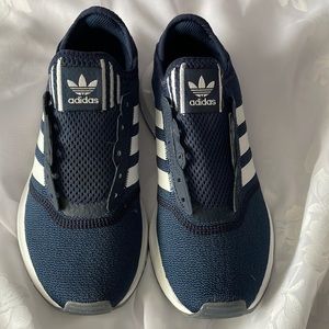 adidas | Shoes | Adidas Dark Blue Sneakers With Three White Stripes On ...